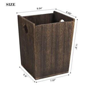 MOOACE Small Trash Can, Wood Waste Basket Garbage Can with Handle, Rustic Recycling Bin for Bedroom, Living Room, Office, Kitchen, Bathroom