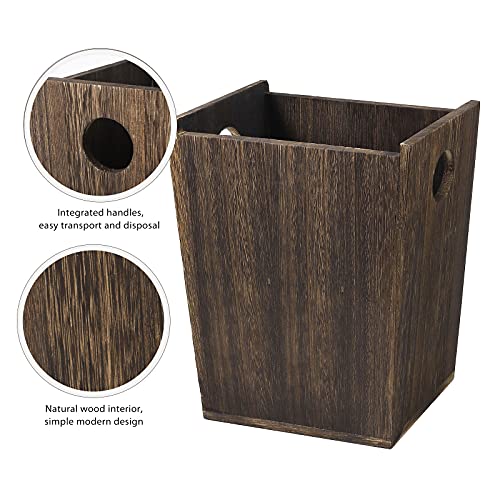 MOOACE Small Trash Can, Wood Waste Basket Garbage Can with Handle, Rustic Recycling Bin for Bedroom, Living Room, Office, Kitchen, Bathroom