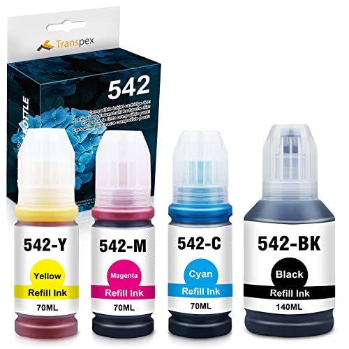 Transpex Finkbst Compatible Ink Bottle Replacement for 542 T542 EcoTank Ink Used for EcoTank Pro ET 5800 ET 5850 ET 5880 ET 16600 ET 16650 ET-5800 ET-5850 ET-5880 ET-16600 ET-16650 Printers