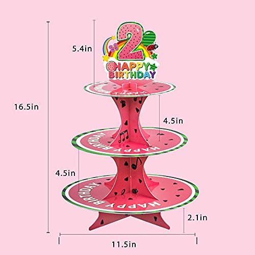 Coco Party Supplies Cupcake Stand, 2nd Second Watermelon Party Favors Cake Stand for Kids Birthday Party Decorations, Kids Melon Birthday Baby Shower Party Supplies