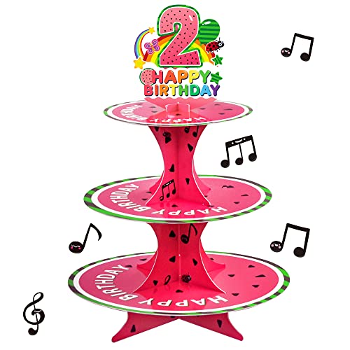 Coco Party Supplies Cupcake Stand, 2nd Second Watermelon Party Favors Cake Stand for Kids Birthday Party Decorations, Kids Melon Birthday Baby Shower Party Supplies