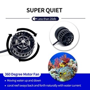 Slim6000 Mini Aquarium Wave Maker 1600 GPH Water Circulation Pump 5-30 Gallon Circulation Pump with Magnetic DC Powerhead and LED Display Controller for Saltwater Tank