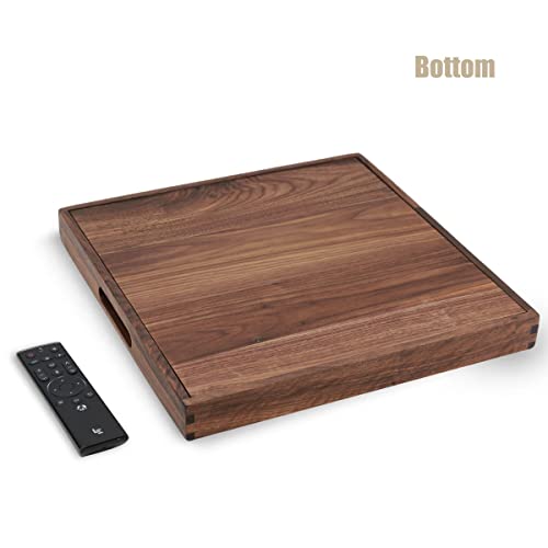 MAGIGO 15 x 15 Inches Medium Square Black Walnut Wood Ottoman Tray with Handles, Serve Tea, Coffee Classic Wooden Decorative Serving Tray