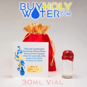 Blessed Holy Water 30ml Red Wax Sealed Cork Vial ✞ The ONLY Authentic & Certified Holy Water ✞ Blessed by Pope Francis Vatican City Import ✞ Baptism Wedding Exorcism Christmas Catholic Prayer GIFT