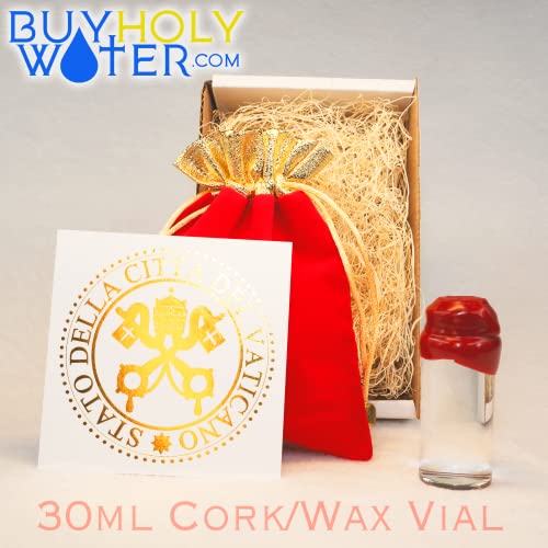 Blessed Holy Water 30ml Red Wax Sealed Cork Vial ✞ The ONLY Authentic & Certified Holy Water ✞ Blessed by Pope Francis Vatican City Import ✞ Baptism Wedding Exorcism Christmas Catholic Prayer GIFT