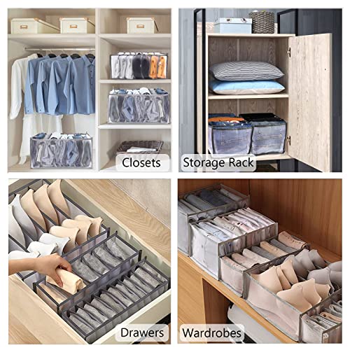 BULFULL 2PCS Wardrobe Clothes Organizer 7 Grids, Washable Clothes Organizer for Folded Clothes, Drawer Dividers for Organizer Jeans Organizer for Closet Pant Organizer