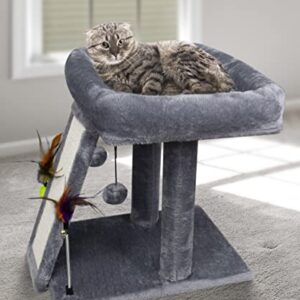 TINWEI Cat Tree with Cat Condo Scratch Post Hammock Hanging Ball