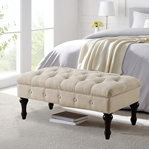 Rosevera Avondale Upholstered Tufted Fine Polyester Chair Loveseat Sofa Armless Design Easy Assembly for Living Room Bedroom, Beige Bench