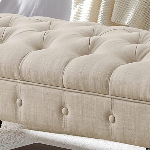 Rosevera Avondale Upholstered Tufted Fine Polyester Chair Loveseat Sofa Armless Design Easy Assembly for Living Room Bedroom, Beige Bench