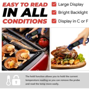 Kedoo Digital Meat Thermometers for Kitchen Cooking,Waterproof Instant Read Food Thermometer,Outdoor Cooking,Grilling Smoker,Deep Frying,Baking,BBQ_A2