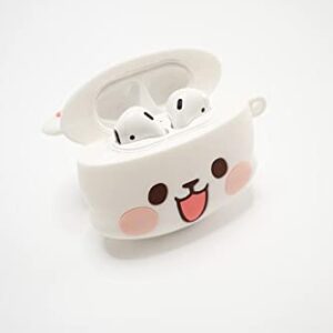 Milk Mocha Bear AirPods Silicone Carrying Shockproof Protective Case Cover - Compatible with Apple AirPods 1 & 2 (Milk)