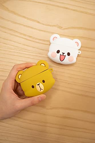 Milk Mocha Bear AirPods Silicone Carrying Shockproof Protective Case Cover - Compatible with Apple AirPods 1 & 2 (Milk)