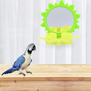 balacoo Bird Parrot Mirror with Feeding Cups and Cage Perch Pet Food Water Bowls Hanging Swing Toy for African Greys Budgies Parakeet Cockatiels Lovebird