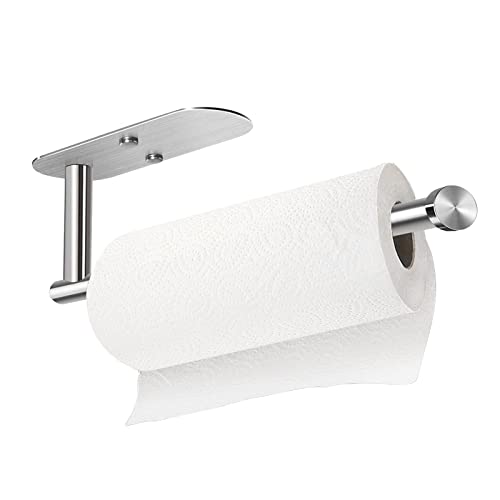 Paper Towel Holder Under Cabinet,Self Adhesive Paper Towel Holders Wall Mount,Stainless Steel No Drilling Paper Towel Rolls Rack for Kitchen,Sink,Bathroom 13 Inch(Silver)