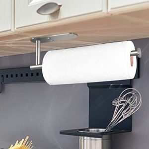 Paper Towel Holder Under Cabinet,Self Adhesive Paper Towel Holders Wall Mount,Stainless Steel No Drilling Paper Towel Rolls Rack for Kitchen,Sink,Bathroom 13 Inch(Silver)