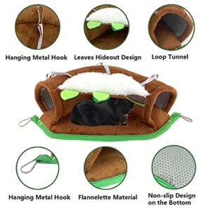 CooShou 2 Pieces Hamster Hammock Hanging Tunnel for Small Animals Hammock Warm Bed House Sleeping Nest Hideout Guinea Pig Hammock Cage for Squirrel Ferret Rat Chincilla