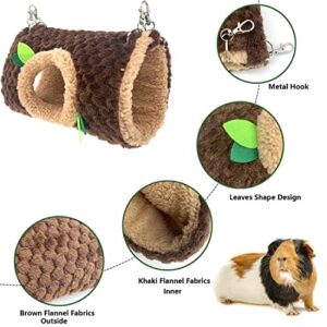 CooShou 2 Pieces Hamster Hammock Hanging Tunnel for Small Animals Hammock Warm Bed House Sleeping Nest Hideout Guinea Pig Hammock Cage for Squirrel Ferret Rat Chincilla