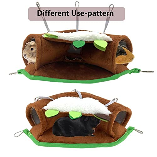 CooShou 2 Pieces Hamster Hammock Hanging Tunnel for Small Animals Hammock Warm Bed House Sleeping Nest Hideout Guinea Pig Hammock Cage for Squirrel Ferret Rat Chincilla