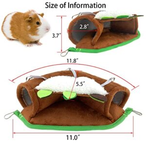 CooShou 2 Pieces Hamster Hammock Hanging Tunnel for Small Animals Hammock Warm Bed House Sleeping Nest Hideout Guinea Pig Hammock Cage for Squirrel Ferret Rat Chincilla