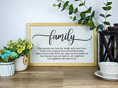 CYPREWOOD Family Definition Wooden Hanging Sign, 19"x12" Home Inspirational Quotes Farmhouse Wall Art Decoration, Rustic Wood Plaque Wall Decor for Living Room, Bedroom