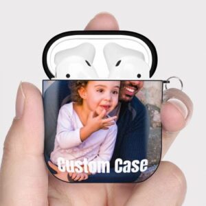 Personalized Airpod Case for Apple AirPods 1 & 2 Gerneration with Keychain, Custom Airpods Case Cover with Your Name & Photo for Men and Women