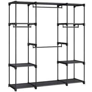 SONGMICS Portable Closet, Freestanding Closet Organizer, Clothes Rack with Shelves, Hanging Rods, Storage Organizer, for Cloakroom, Bedroom, 59.5 x 16.9 x 65.4 Inches, Black URYG036B02