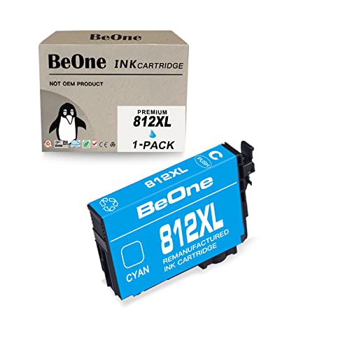 812XL Remanufactured Ink Cartridges Replacement for Epson 812 XL 812XL T812 T812XL to Use with Workforce Pro WF-7310 WF-7820 WF-7840 EC-C7000 Printer (1 Cyan)