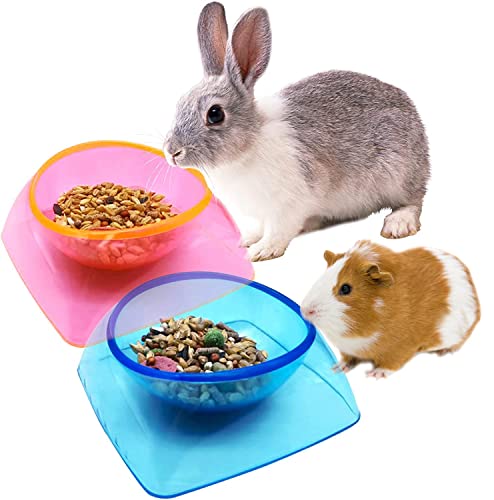 Hamster Food Bowl Plastic Guinea Pig Water Dish Prevent Knocking Over and Food Splashing Small Animal Feeding Bowl Double Use Container for Hamster Gerbil Chinchilla Ferret Hedgehog