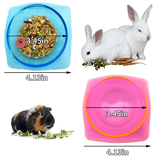 Hamster Food Bowl Plastic Guinea Pig Water Dish Prevent Knocking Over and Food Splashing Small Animal Feeding Bowl Double Use Container for Hamster Gerbil Chinchilla Ferret Hedgehog