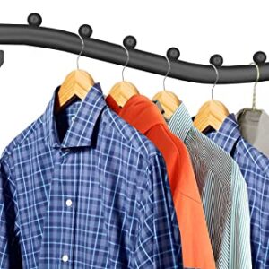 Folding Clothes Hanger Rack Swing Arm Hook Holder Clothing Hanging Garment Drying Closet Rod Storage Organizer Wall Mount Space Saving for Closet Organizer, Bathroom, Bedroom, Laundry Room Black