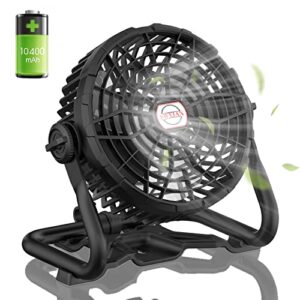 swxian camping fan with battery operated, 10400mah 8-inch rechargeable outdoor tent fan, stepless speed and quiet usb battery powered fan for picnic, barbecue, fishing, travel (black)