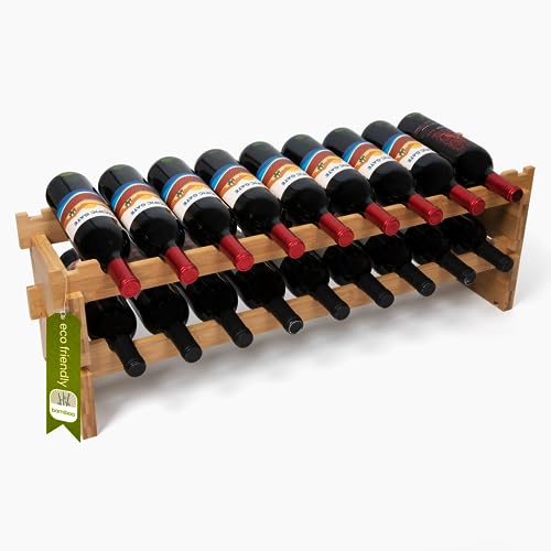 DECOMIL - 18 Bottle Wine Rack | Wine Rack Stand | Modular and Stackable | Wine Bottle Organizer for Countertop (9 Bottle)