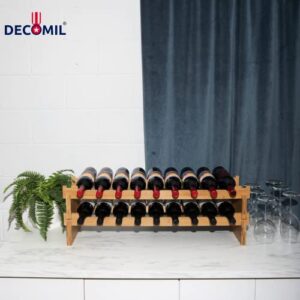 DECOMIL - 18 Bottle Wine Rack | Wine Rack Stand | Modular and Stackable | Wine Bottle Organizer for Countertop (9 Bottle)