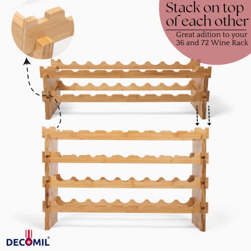 DECOMIL - 18 Bottle Wine Rack | Wine Rack Stand | Modular and Stackable | Wine Bottle Organizer for Countertop (9 Bottle)