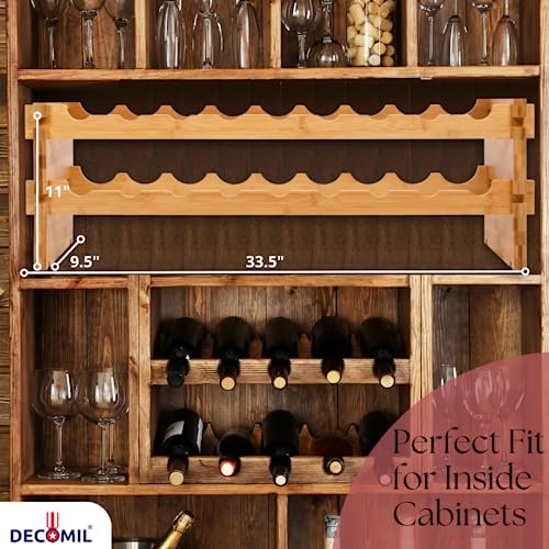 DECOMIL - 18 Bottle Wine Rack | Wine Rack Stand | Modular and Stackable | Wine Bottle Organizer for Countertop (9 Bottle)