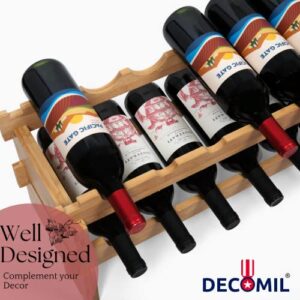 DECOMIL - 18 Bottle Wine Rack | Wine Rack Stand | Modular and Stackable | Wine Bottle Organizer for Countertop (9 Bottle)