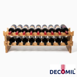 DECOMIL - 18 Bottle Wine Rack | Wine Rack Stand | Modular and Stackable | Wine Bottle Organizer for Countertop (9 Bottle)