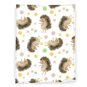 migwkoyr cute hedgehog blanket soft cartoon hedgehog print throw blanket for kids adults warm flannel fleece bed blanket for couch sofa chair office (kids)