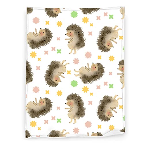 MIGWKOYR Cute Hedgehog Blanket Soft Cartoon Hedgehog Print Throw Blanket For Kids Adults Warm Flannel Fleece Bed Blanket For Couch Sofa Chair Office (Kids)