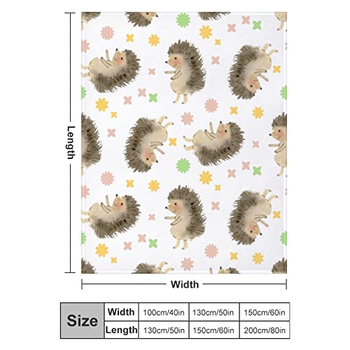 MIGWKOYR Cute Hedgehog Blanket Soft Cartoon Hedgehog Print Throw Blanket For Kids Adults Warm Flannel Fleece Bed Blanket For Couch Sofa Chair Office (Kids)