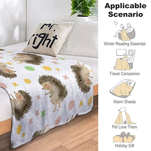 MIGWKOYR Cute Hedgehog Blanket Soft Cartoon Hedgehog Print Throw Blanket For Kids Adults Warm Flannel Fleece Bed Blanket For Couch Sofa Chair Office (Kids)