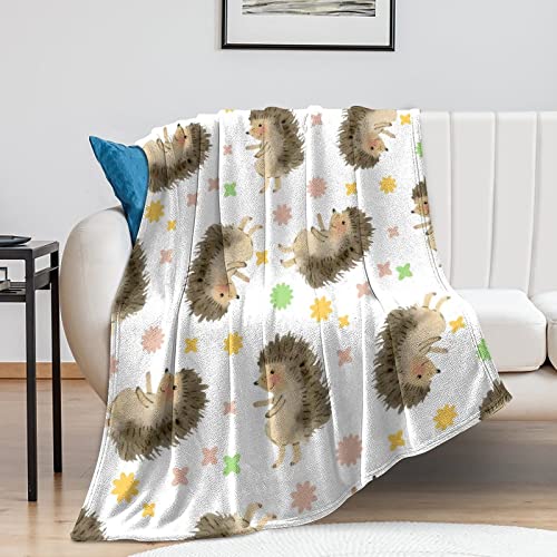 MIGWKOYR Cute Hedgehog Blanket Soft Cartoon Hedgehog Print Throw Blanket For Kids Adults Warm Flannel Fleece Bed Blanket For Couch Sofa Chair Office (Kids)