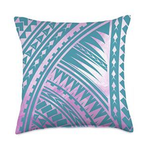 samoan flag polynesian authentic siapo tatau art samoan polynesian siapo tatau talofa tapa art abstract throw pillow, 18x18, multicolor