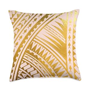 samoan flag polynesian authentic siapo tatau art samoan polynesian siapo tatau talofa tapa art abstract throw pillow, 18x18, multicolor