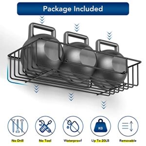 Shower Caddy Basket Shower Storage Organizer Shelves Stainless Steel, Bathroom Organizer Space Saver Wall Mounted, No Drilling No Marking Sticker Toilet Kitchen Multipurpose Storage Shelf with 5 Hooks