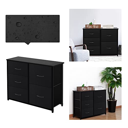 AZL1 Life Concept Storage Dresser Furniture Unit-Large Standing Organizer Chest for Bedroom, Office, Living Room, and Closet-5 Drawer Removable Fabric Bins, Black