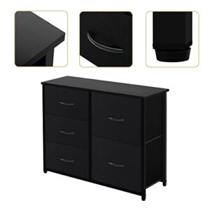 AZL1 Life Concept Storage Dresser Furniture Unit-Large Standing Organizer Chest for Bedroom, Office, Living Room, and Closet-5 Drawer Removable Fabric Bins, Black