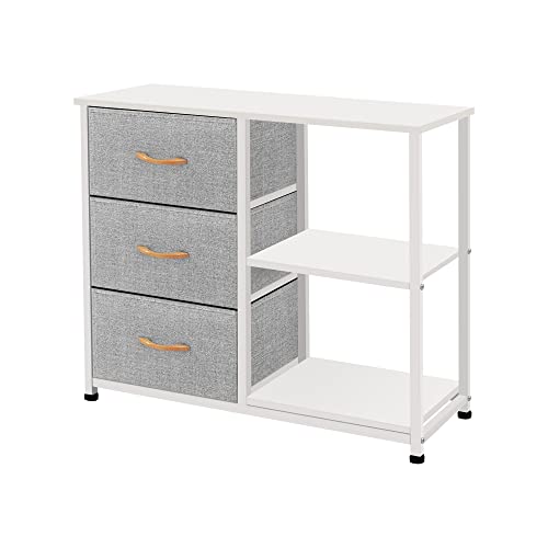 AZL1 Life Concept Rustic Brown Fabric Dresser, 4 Drawer Organizer Unit with 2 Shelves, Storage Chest for Bedroom, Entryway, Hallway, Living Room, Office, Light Grey