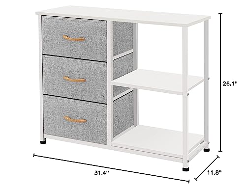 AZL1 Life Concept Rustic Brown Fabric Dresser, 4 Drawer Organizer Unit with 2 Shelves, Storage Chest for Bedroom, Entryway, Hallway, Living Room, Office, Light Grey