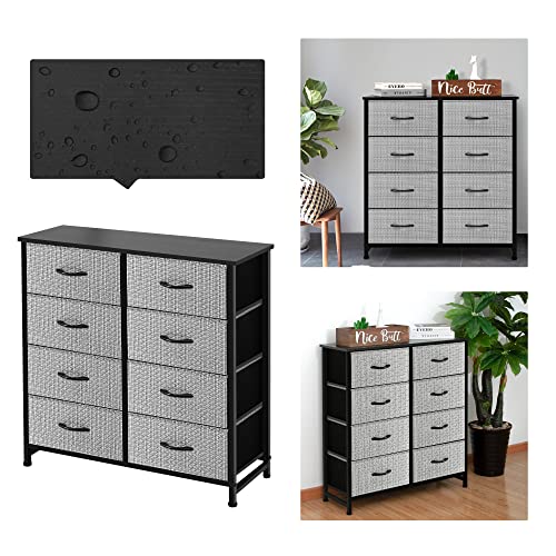 AZL1 Life Concept Storage Dresser Furniture Unit-Tall Standing Organizer for Bedroom, Office, Living Room, and Closet-8 Slim Drawer Removable Fabric Bins, Black and White